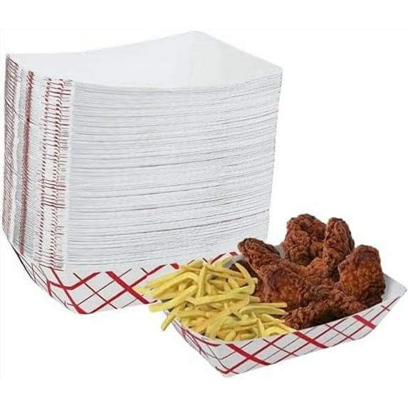 Paper Food Trays, Red & White Checkered Paper. Extra Large (5LB). 100 ...