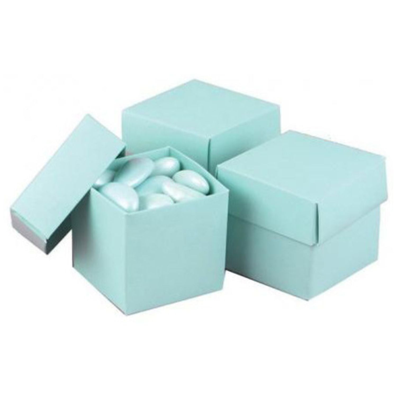 Paper Frenzy Aqua Blue 2 Piece Party Favor Boxes with Lids 2x2x2 inches ...