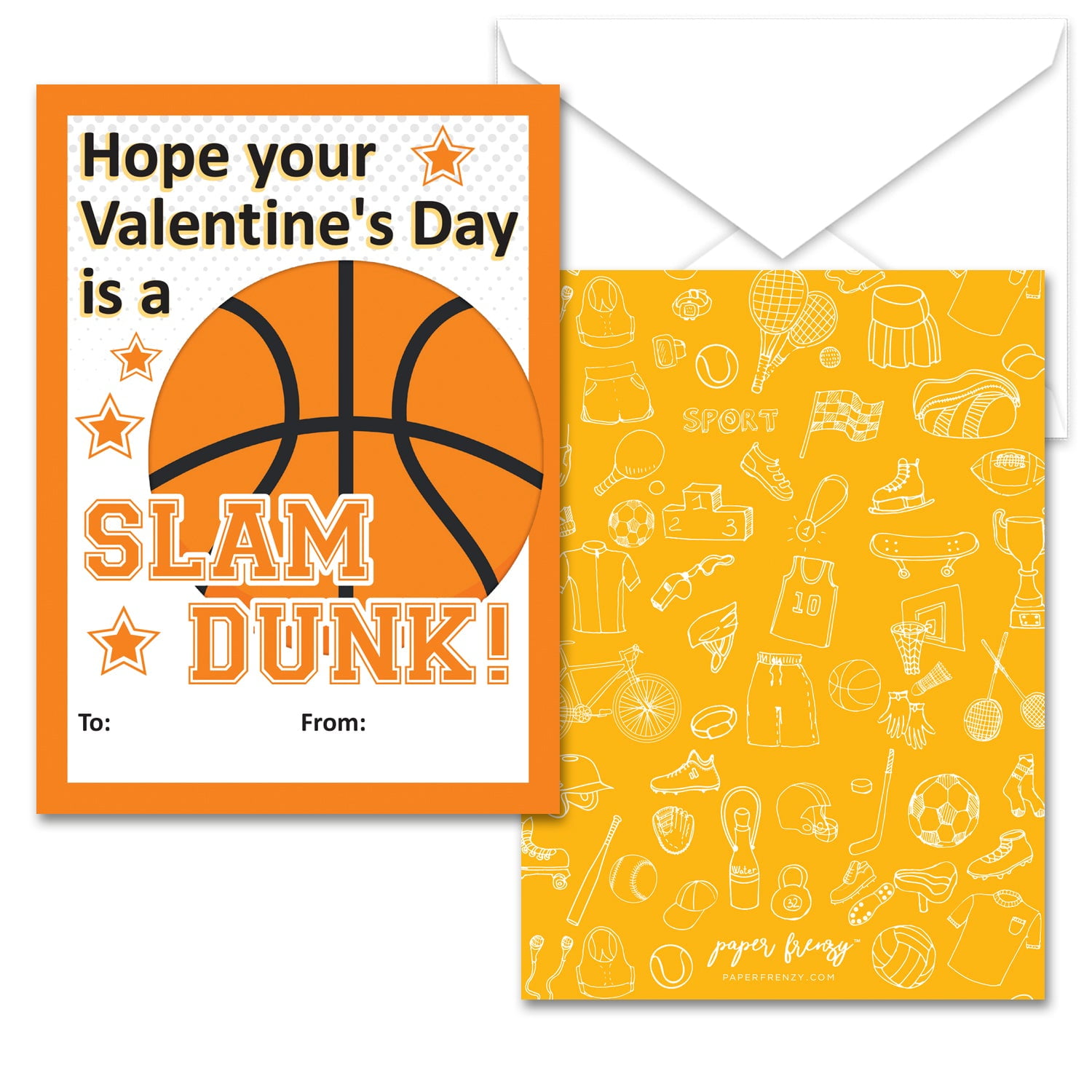 Paper Frenzy Basketball Valentines, Fun Colors, 25 Pack, Greeting Cards ...
