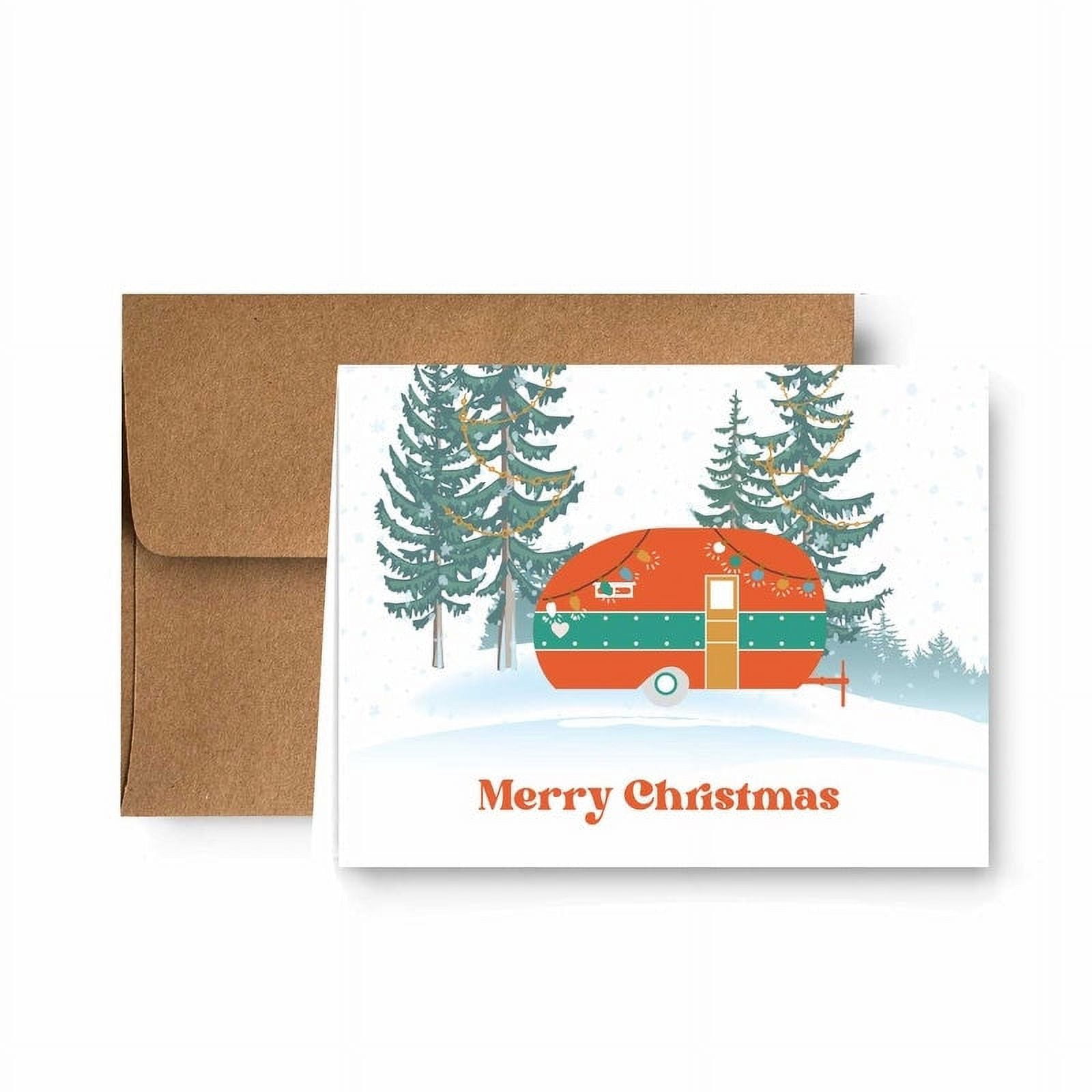 Paper Frenzy Camper Camping Christmas Holiday Cards with Kraft ...