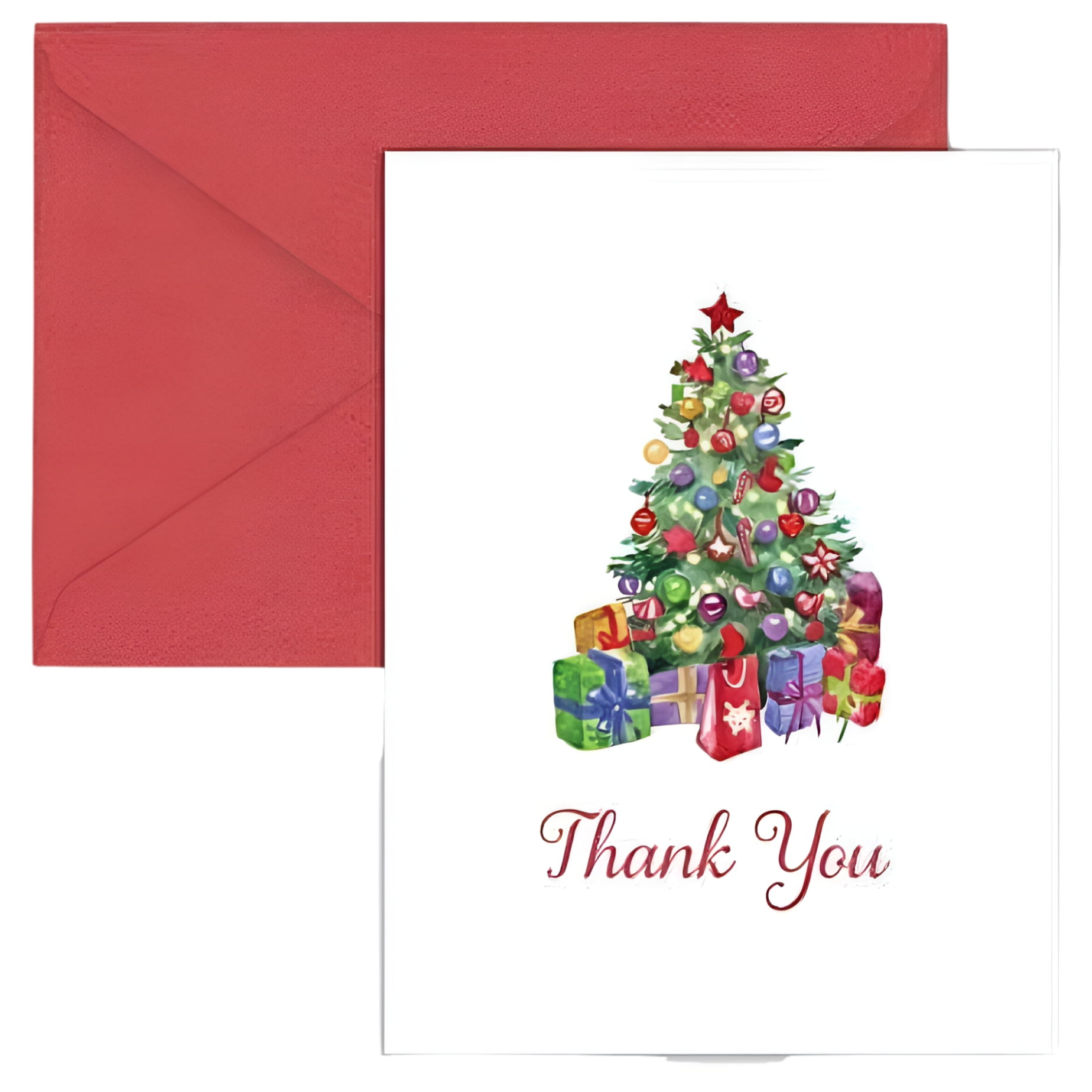 Paper Frenzy Christmas Tree Holiday Thank You Note Cards and Envelopes ...