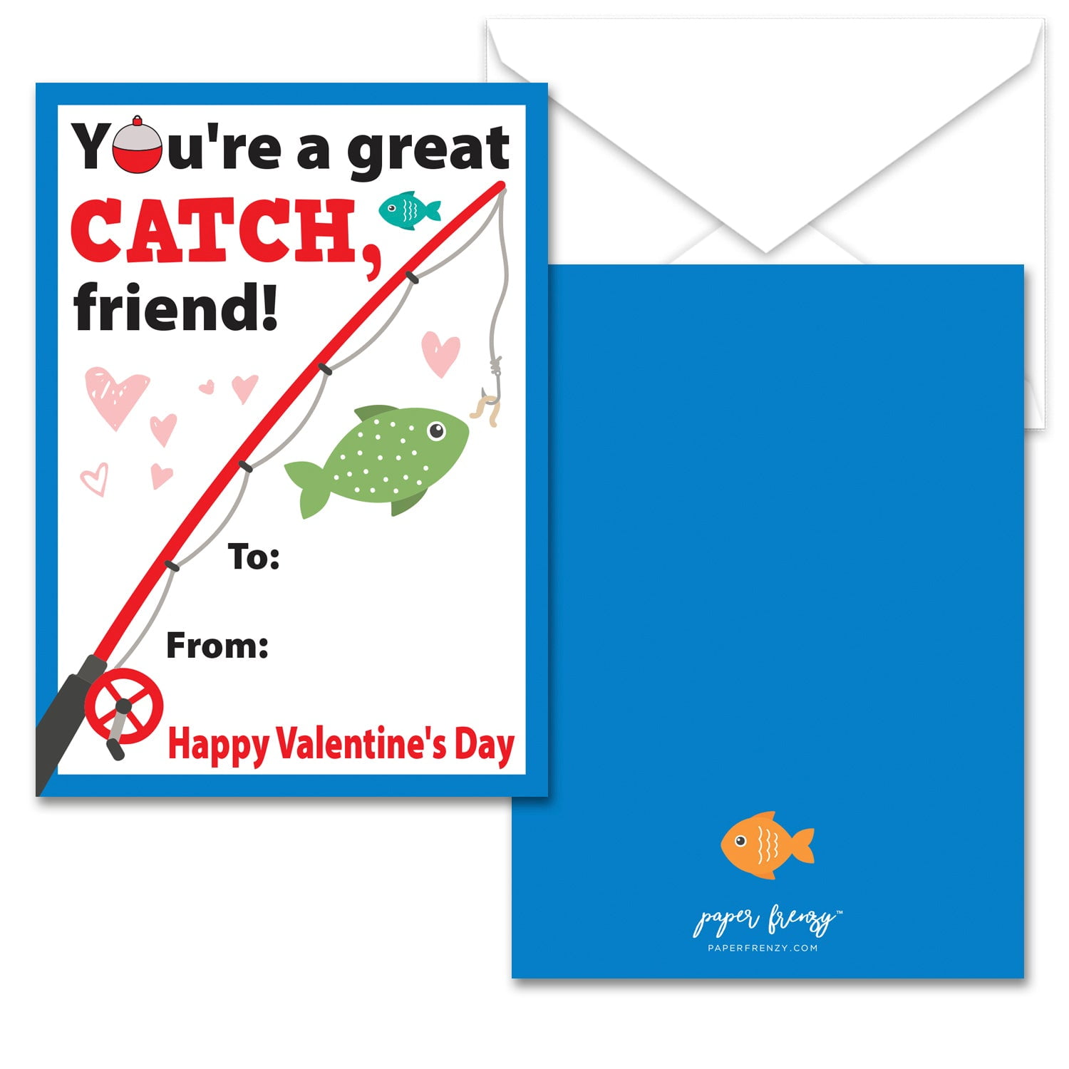 Paper Frenzy Fishing Themed Valentines - 25 pack WITH ENVELOPES ...