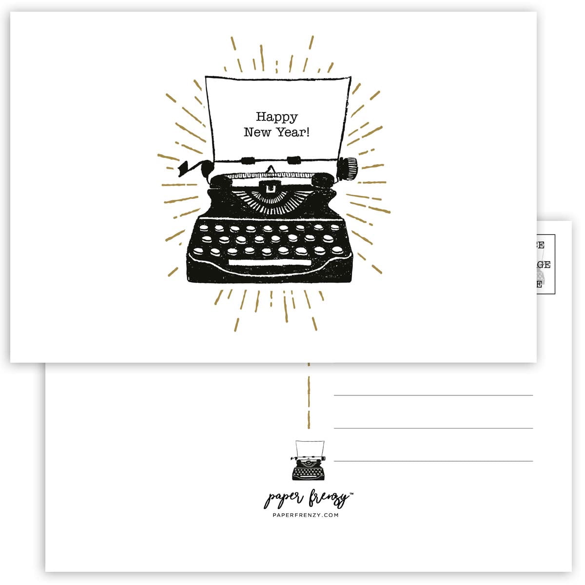 Paper Frenzy Happy New Year Retro Typewriter Christmas Holiday Post ...