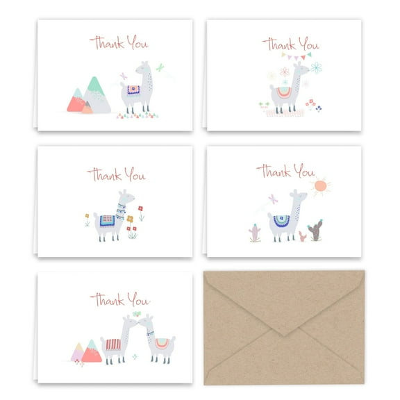 Paper Frenzy Watercolor Appreciation Thank You Note Cards & White ...
