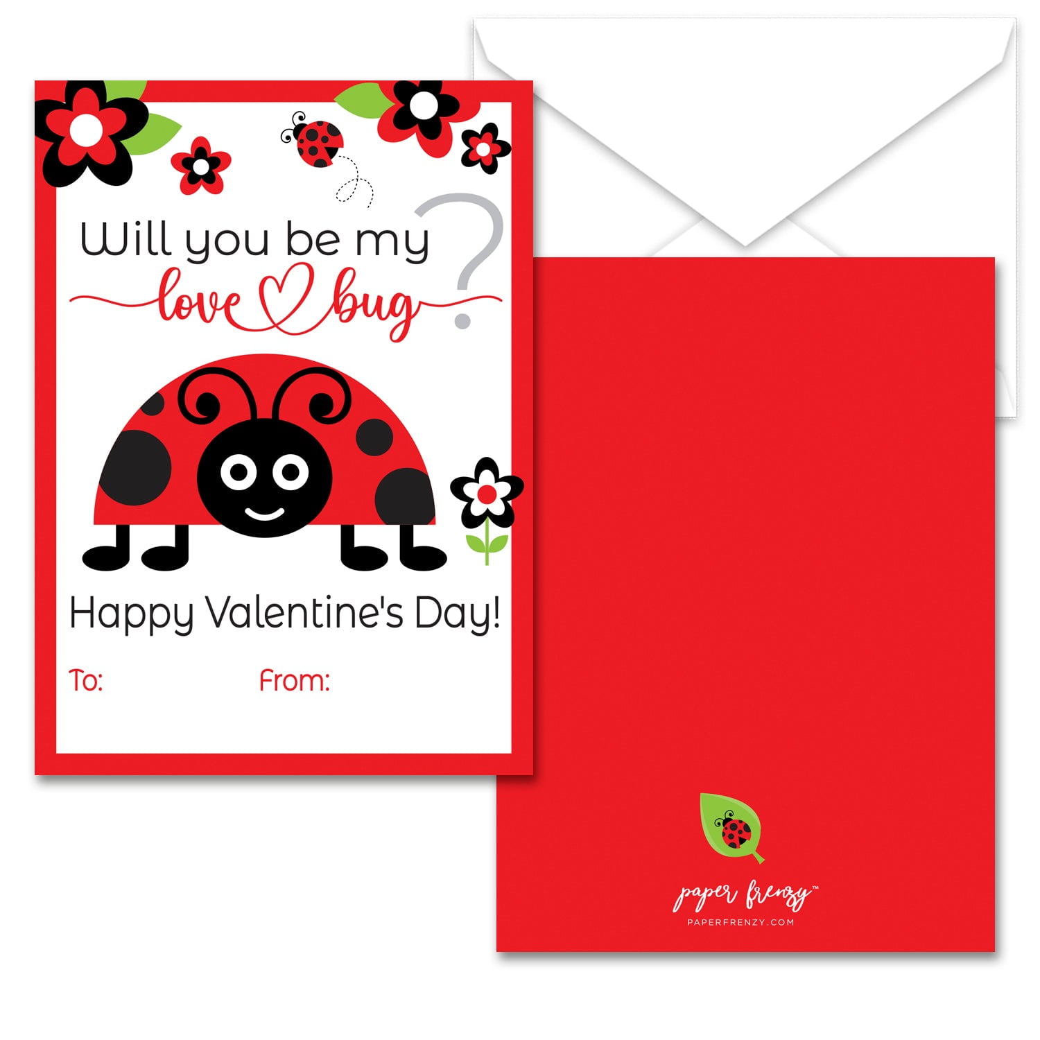 Paper Frenzy Love Bug Themed Valentines - 25 pack WITH ENVELOPES ...