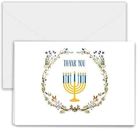Paper Frenzy Menorah with Wreath Hanukah Thank You Note Cards and ...