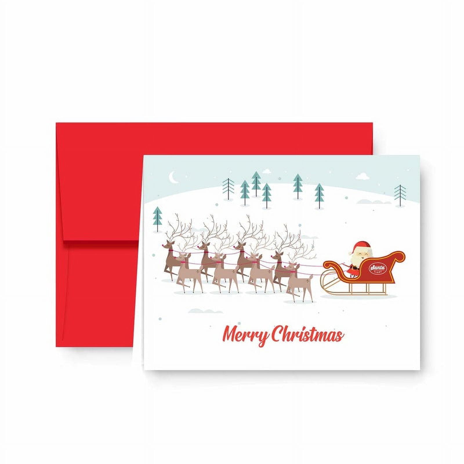 Paper Frenzy Santa and Sleigh Christmas Holiday Cards with Red ...