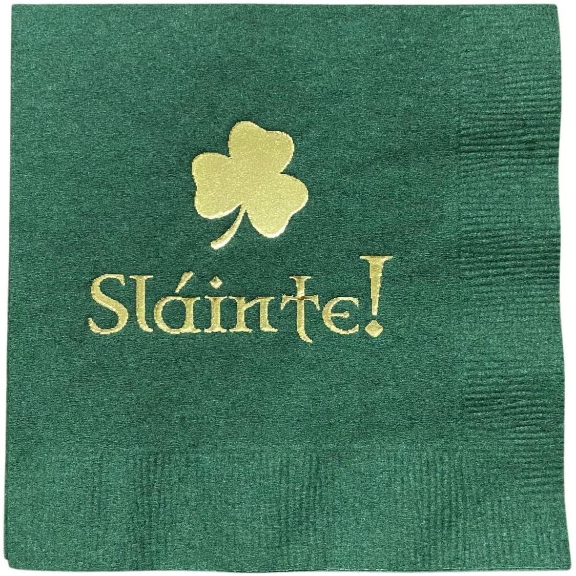 Paper Frenzy St. Patrick's Day Slainte Cheers Green Cocktail Napkins ...