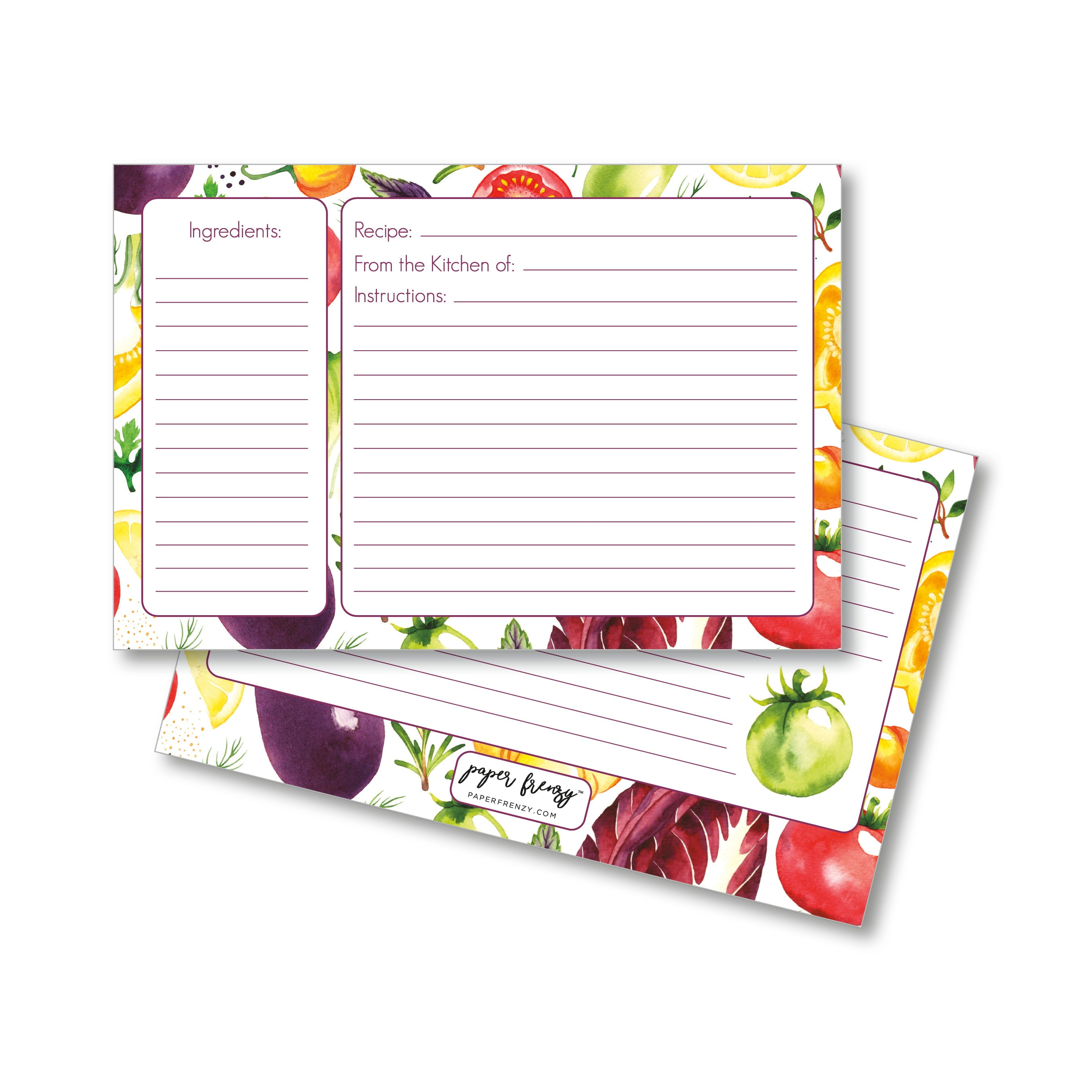 Paper Frenzy Vegetable Garden Recipe Cards, Card Stock, 4 x 6, 25 ...