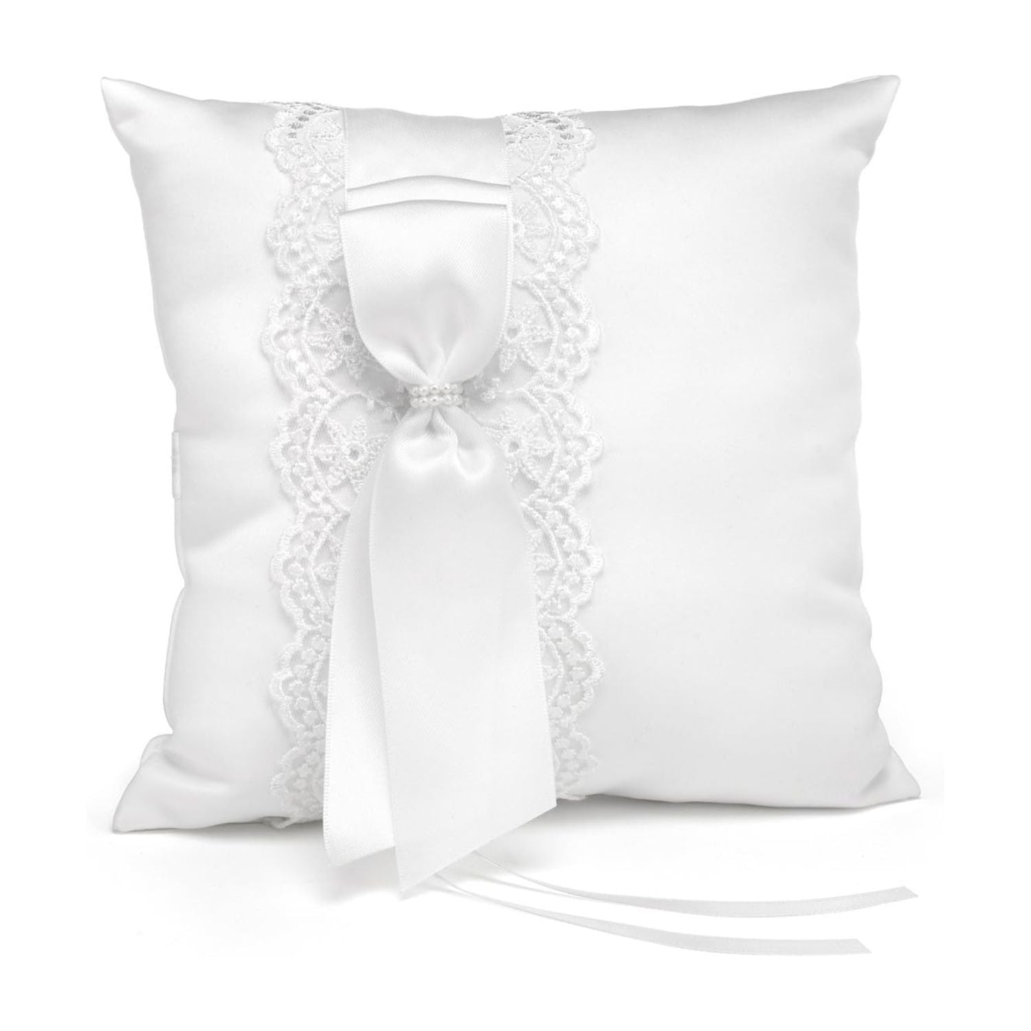 Paper Frenzy White Satin and Pearl Lace Alure Wedding Ring Bearer ...
