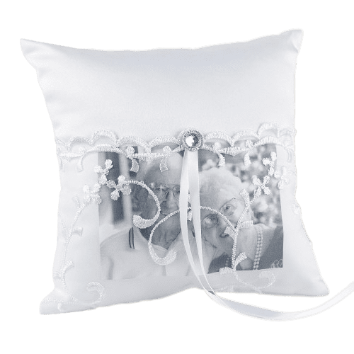 Paper Frenzy White Wedding Ring Bearer Pillow with Lace Pocket for ...