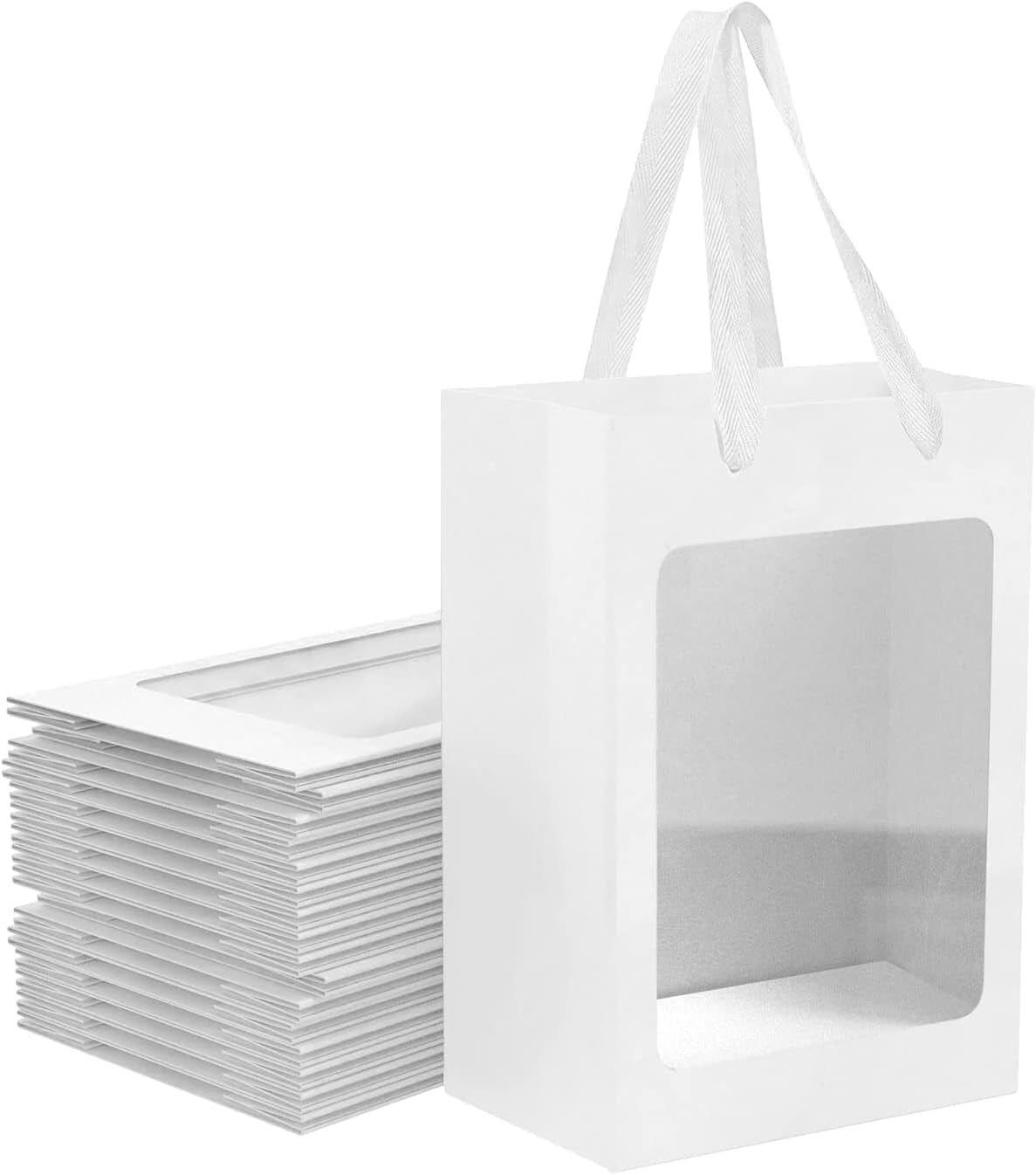 Paper Gift Bags with Transparent Window, Kraft Shopping Bags with ...