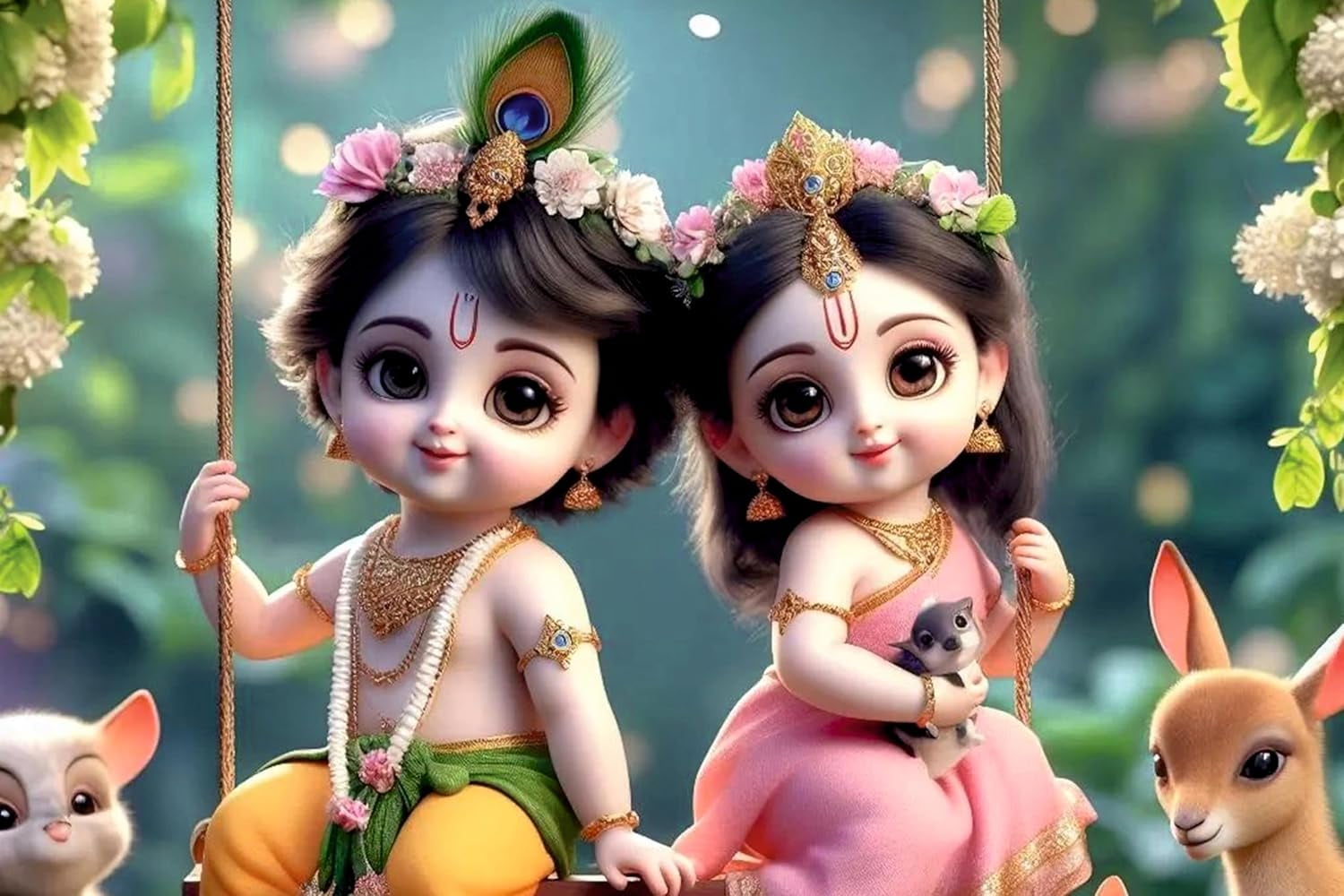 Paper Graphic Word Beautiful Animated Poster Little Radha Krishna ...