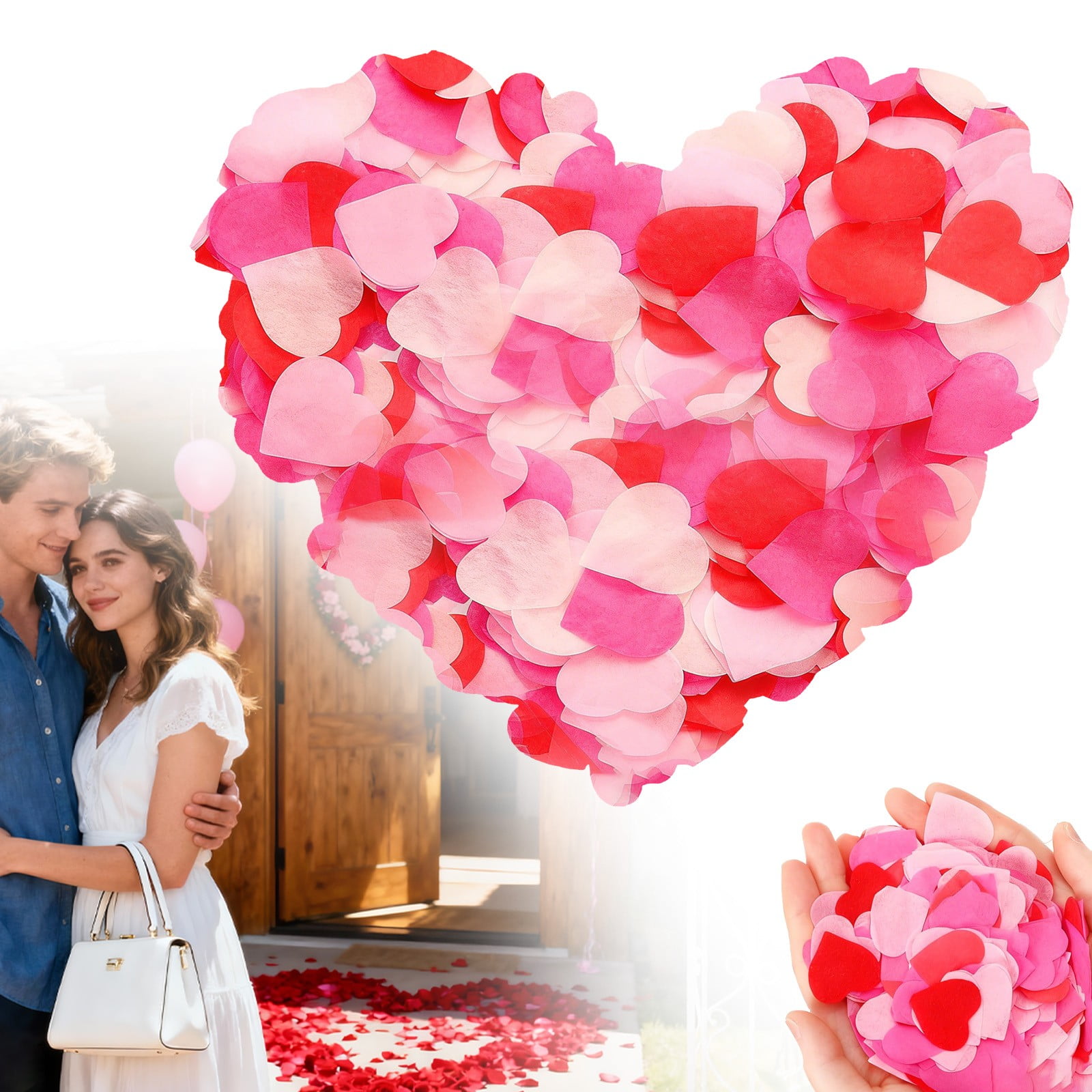 Paper Heart Confetti, 900-1000Pcs Tissue Paper Hearts Shape Confetti ...
