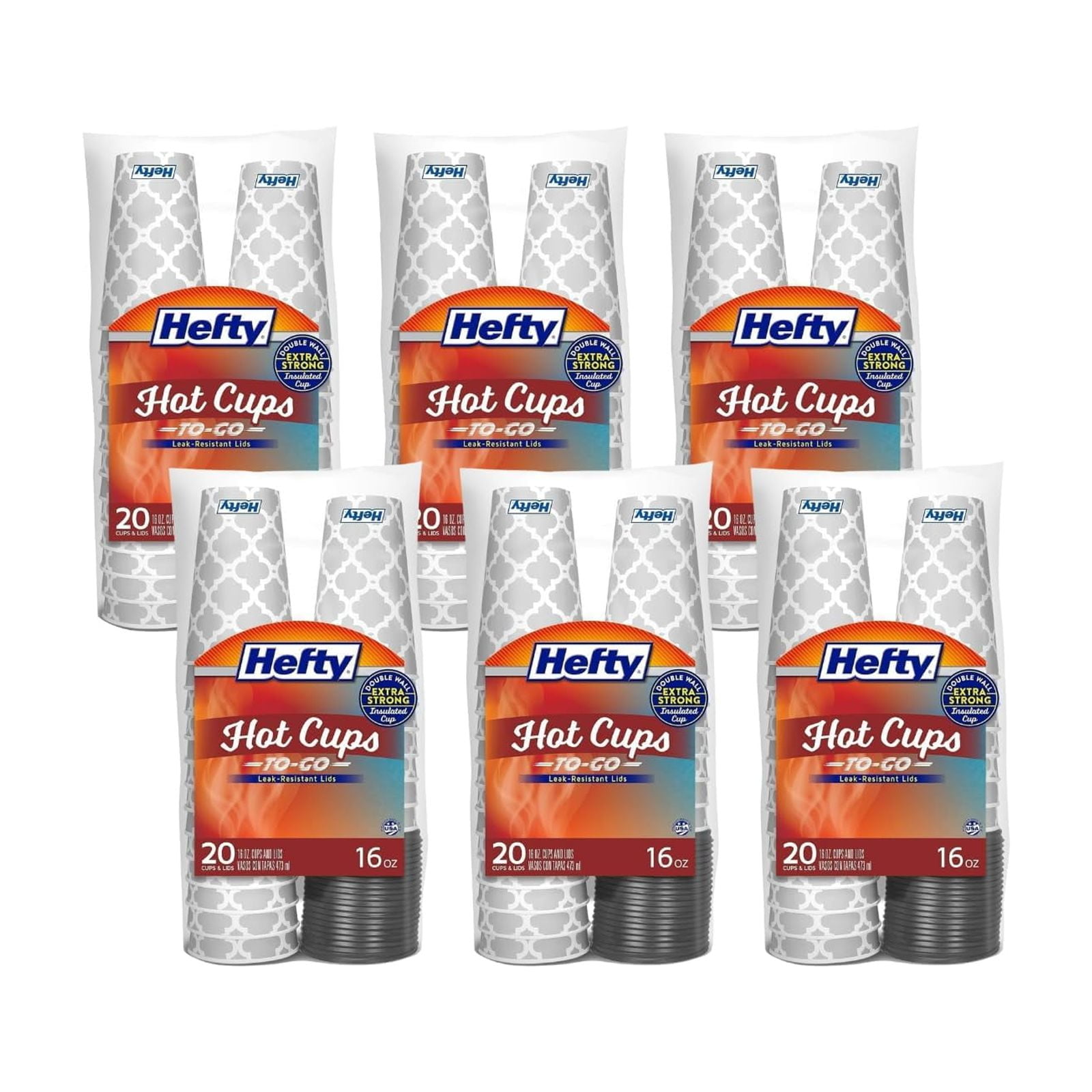 Paper Hot Cups with Lids 16 Ounce, 6 Packs of 20, Insulated Disposable ...