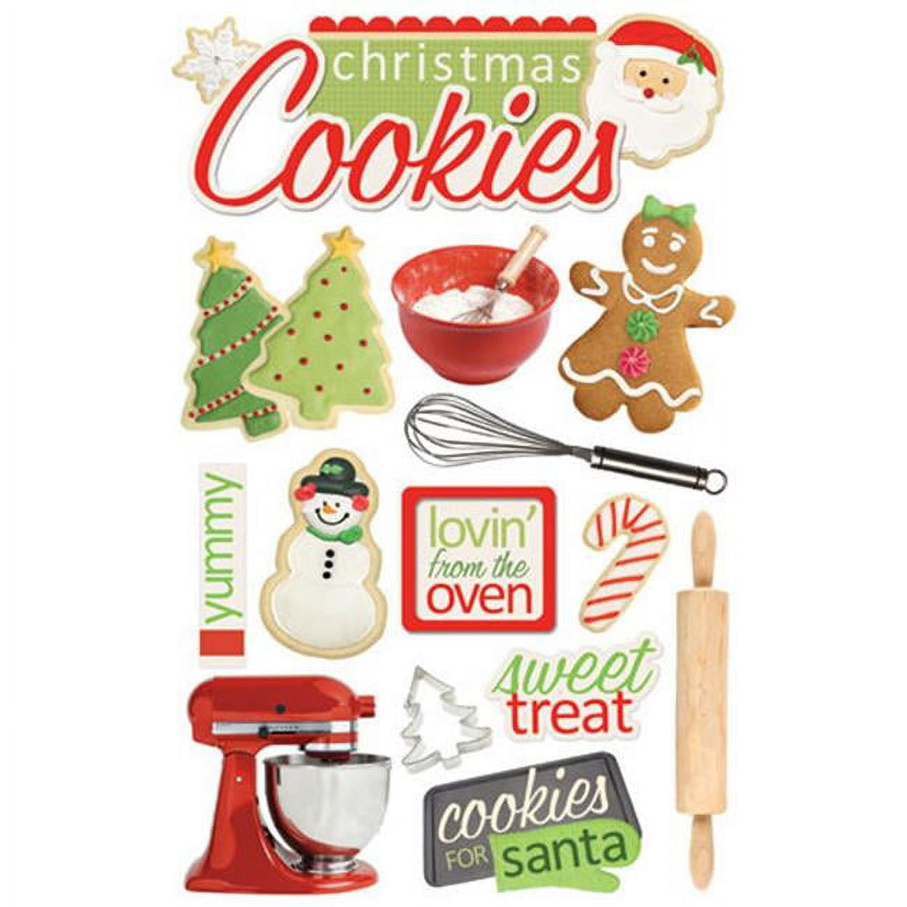 Paper House 3D Stickers 4.5"x8.5"-Christmas Cookies, Pk 3, Paper House ...