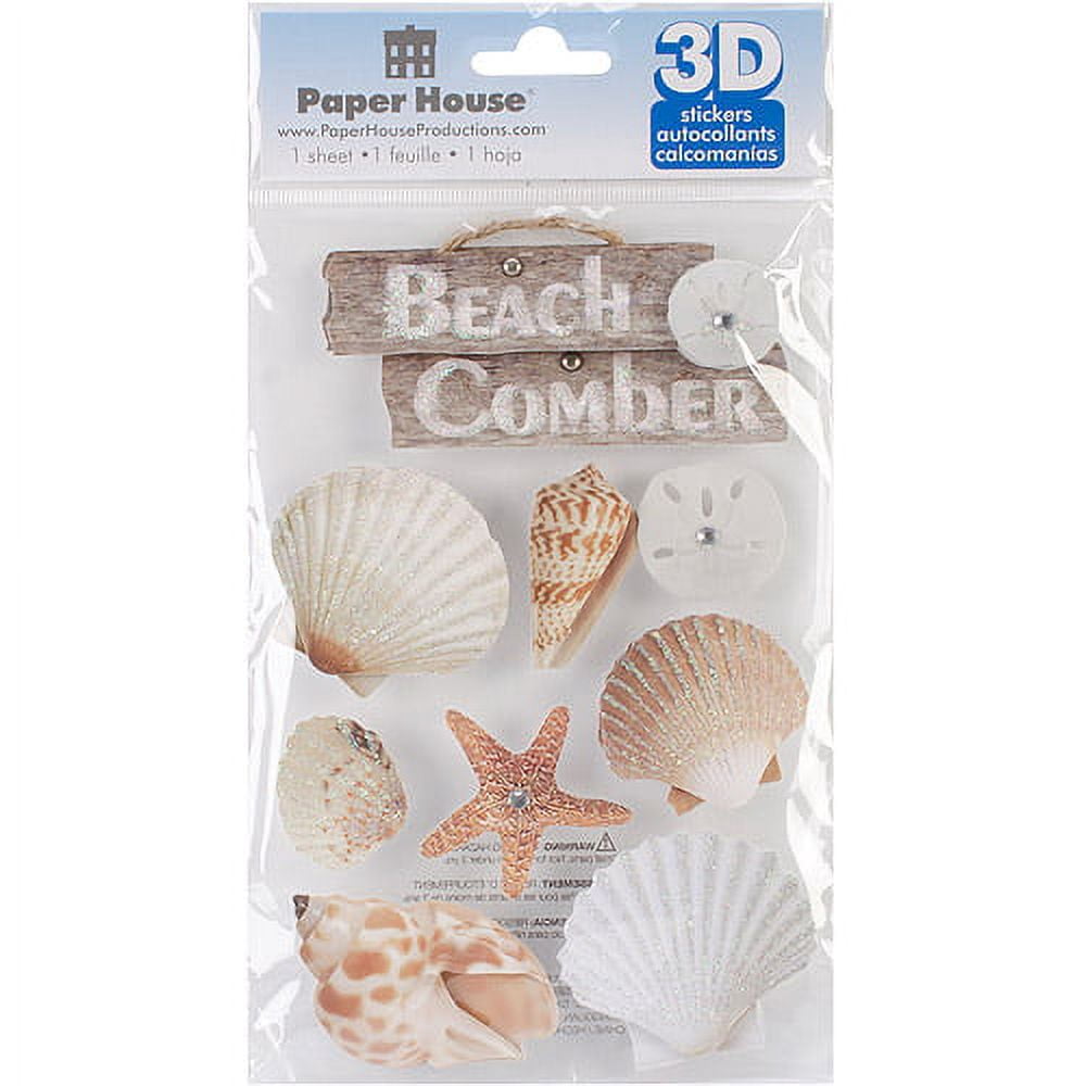 Paper House 3D Stickers 4.5"x8.5"-Beach Comber, Pk 3, Paper House ...