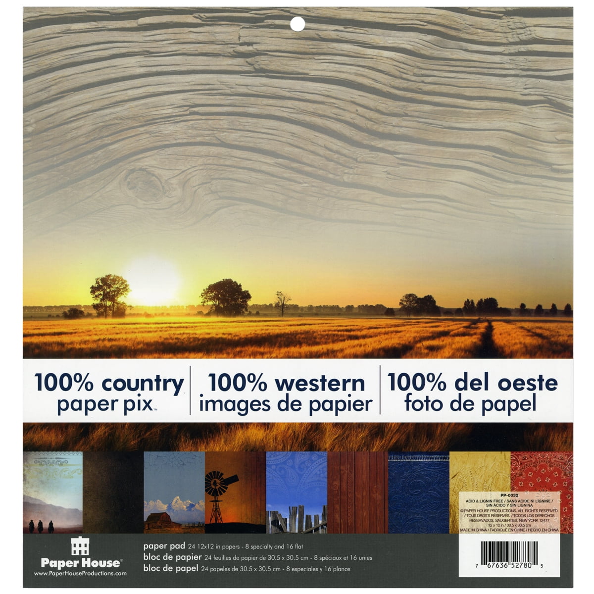Paper House Double-Sided Paper Pad 12"X12" 24/Pkg-100% Country, Pk 1 ...