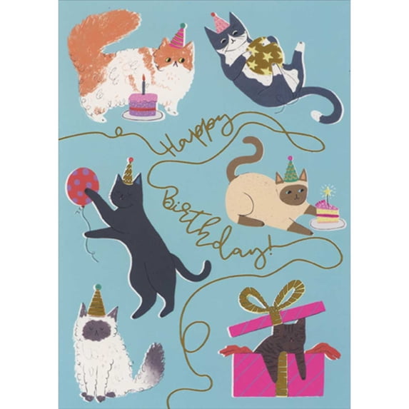 Paper House Productions Birthday Card: Kittens Playing with Balloon ...