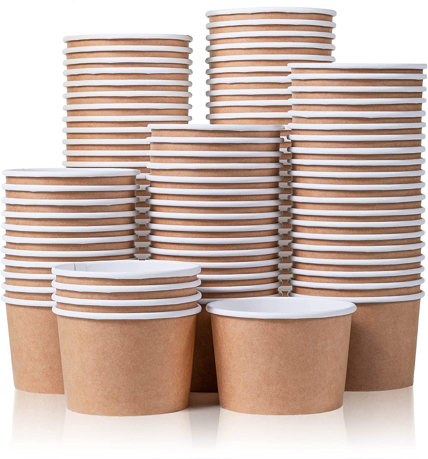 Paper Ice Cream Cups - 100-Count 9-Oz Disposable Dessert Bowls for Hot ...
