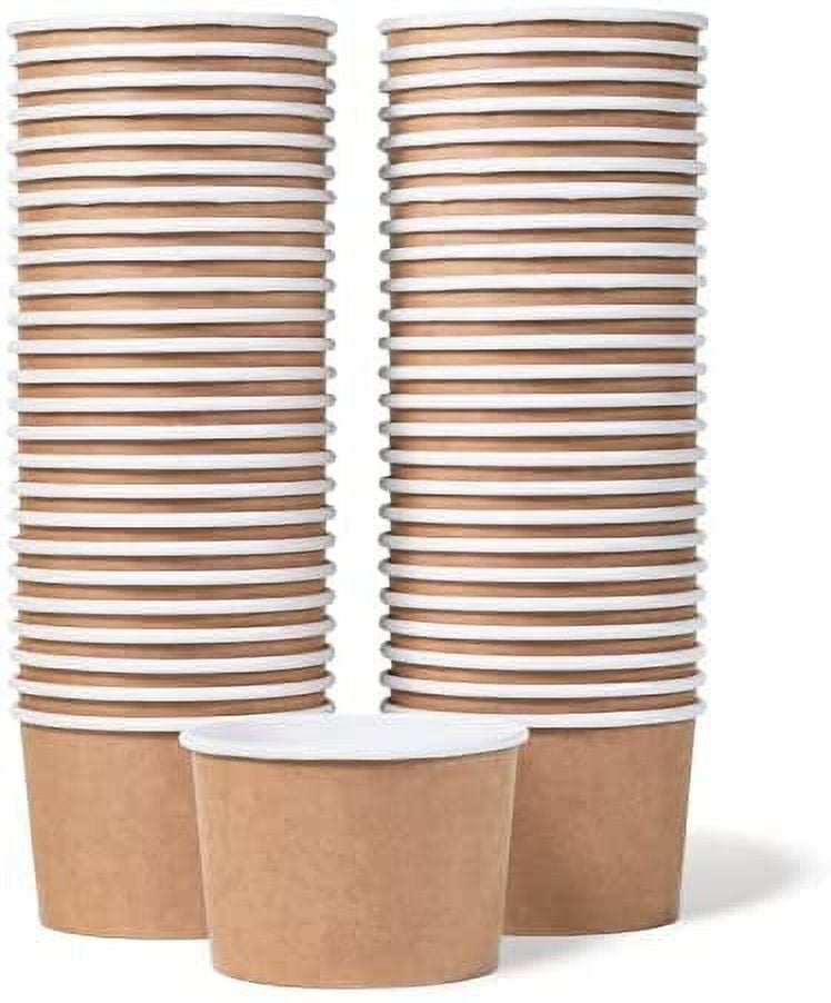 Paper Ice Cream Cups - 50-Count 9-Oz Disposable Dessert Bowls for Hot ...