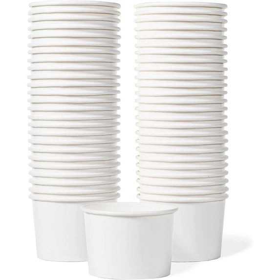 Paper Ice Cream Cups - 50-Count 9-Oz Disposable Dessert Bowls for Hot ...
