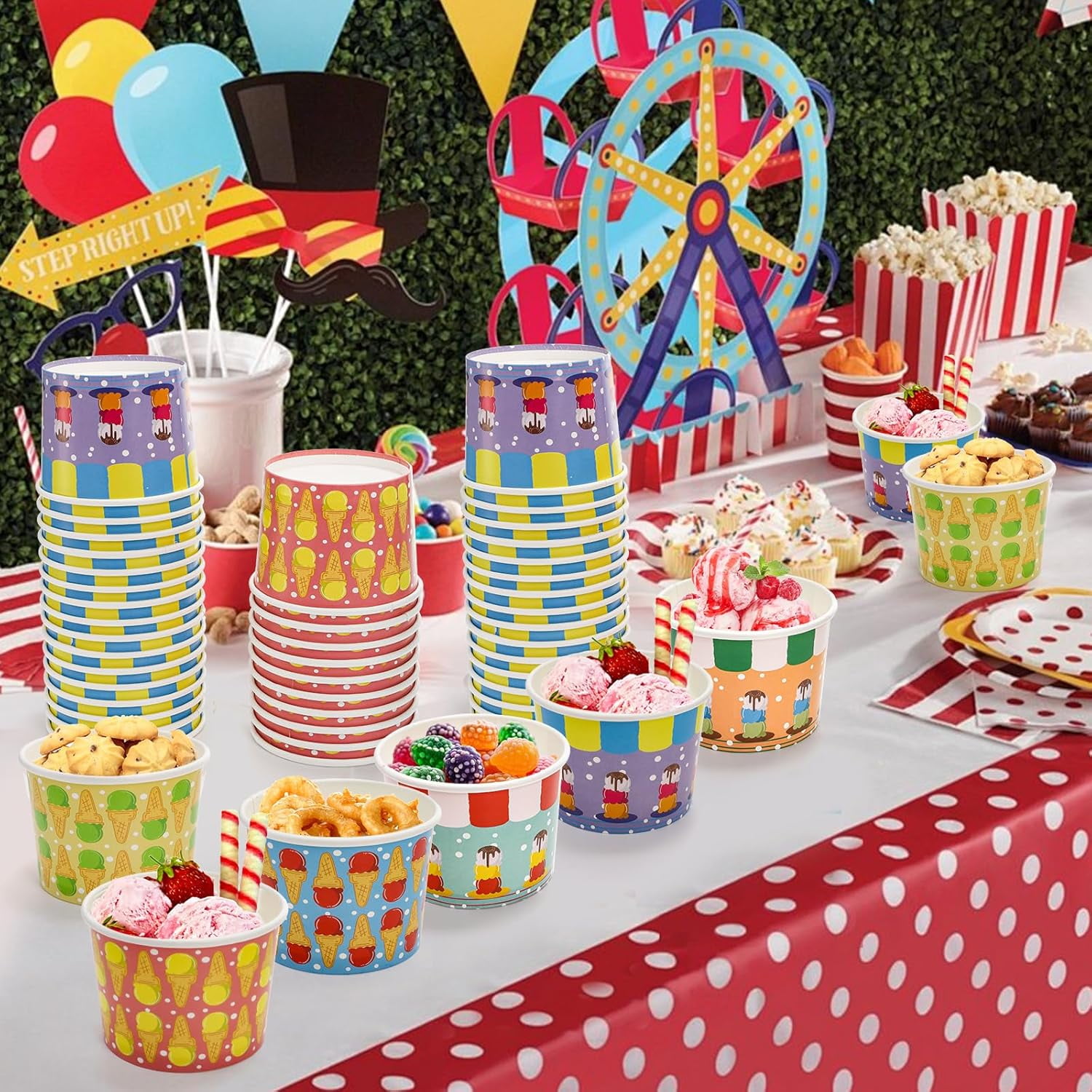 Paper Ice Cream Cups, Disposable Ice Cream Bowls, Party Dessert Snack ...