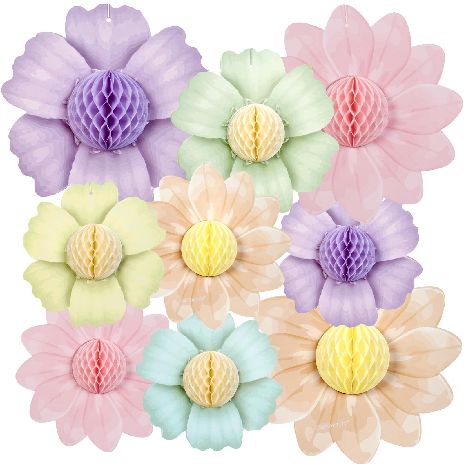 Paper Jazz 9PCS Spring Paper Flowers ATT1Party Decorations,Pastel ...
