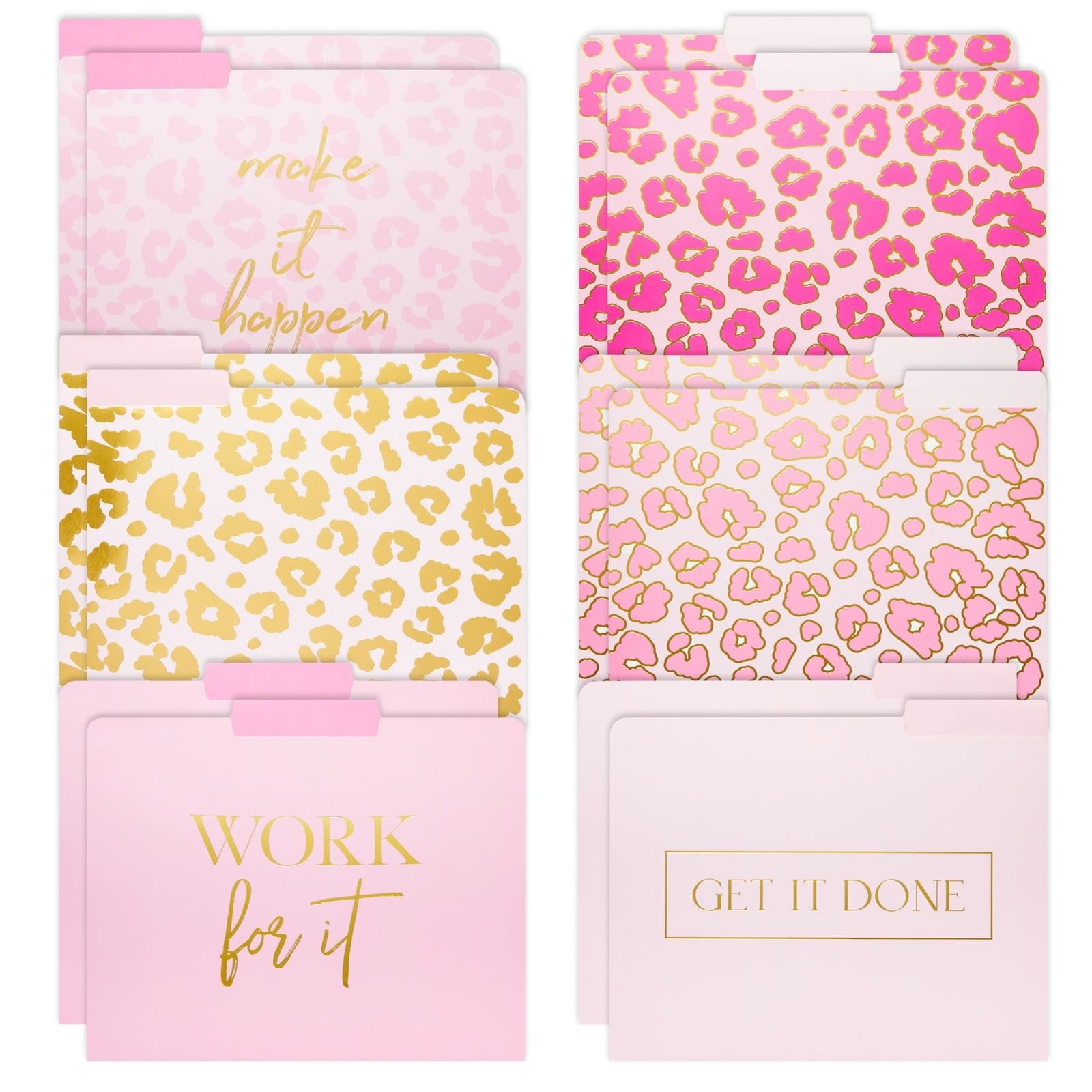 Paper Junkie 12 Pack Pink Leopard Decorative File Folders, Cute Gold ...