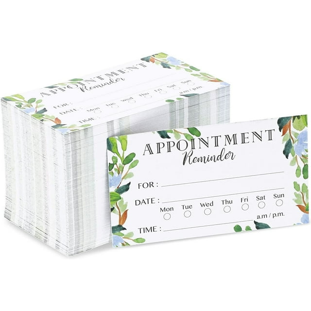 Paper Junkie 200 Pack Appointment Reminder Cards with Green Foliage ...