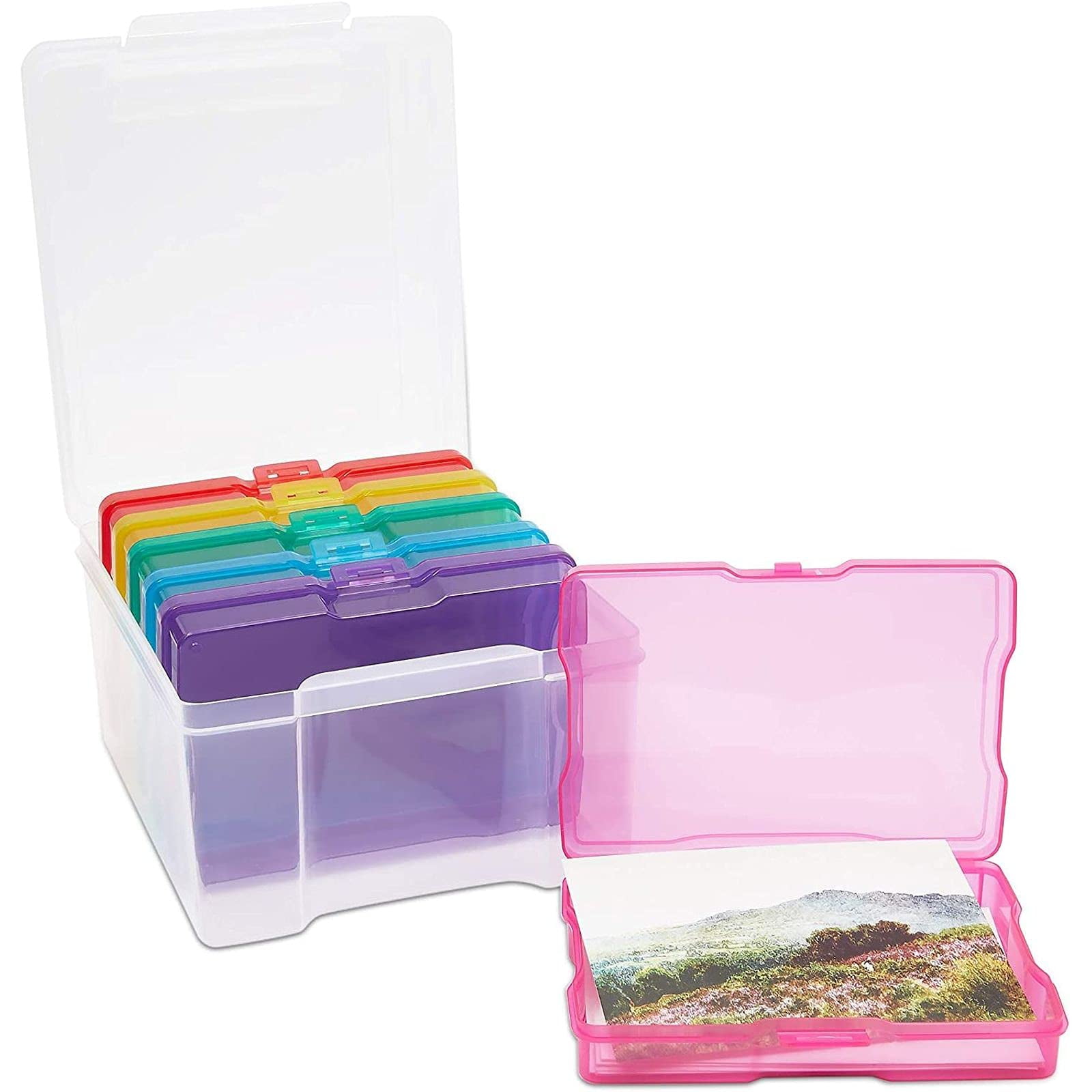 Paper Junkie 4 x 6 Inch Photo Storage Box with 6 Inner Cases, Plastic ...