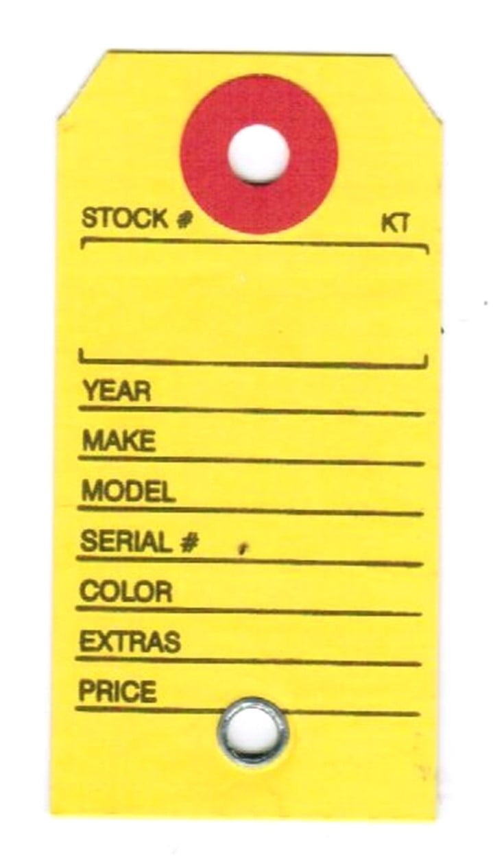 Paper Key Tag for Car with Hang Ring, 1-3/8" x 2-3/4", Printed in Black ...