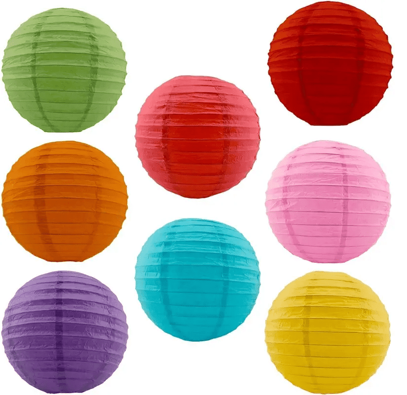 Paper Lanterns (8-Inch (20 cm) Assorted Color Multicolor, Set of 8 ...