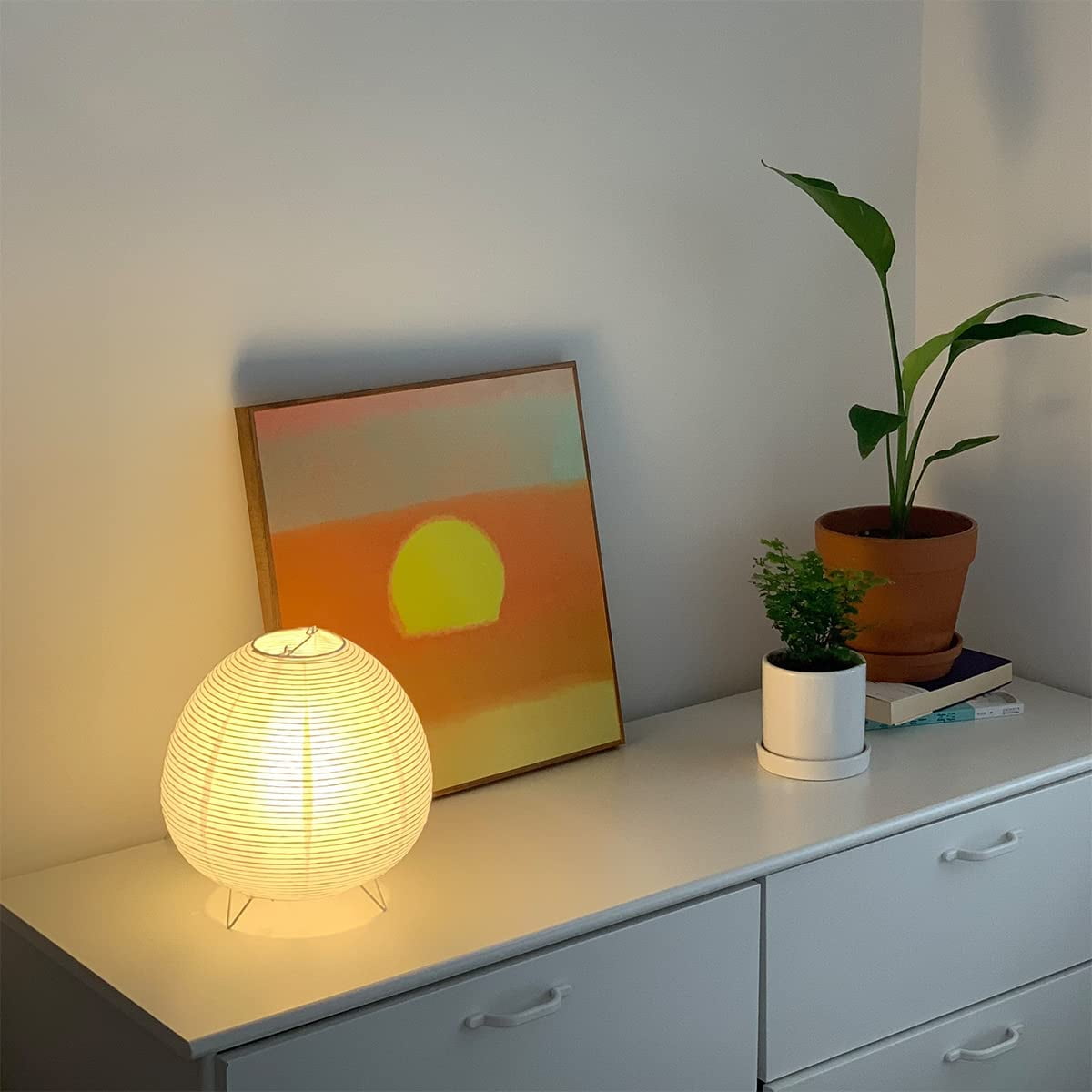 Paper Lanterns, Bedside Table Lamp, Paper and Chrome Standing Lamp ...