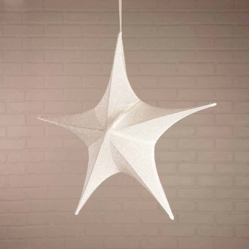 Paper Lanterns Fabric Star Lantern Wire Frame 24 inches Sparkle White ...