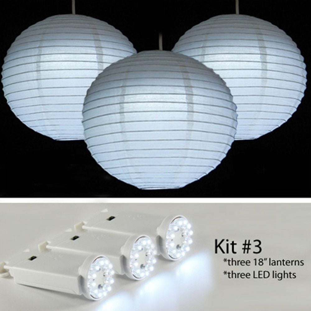 Paper Lanterns Paper Lantern 18 in. 3-Pack Cordless LED Even Ribbing ...