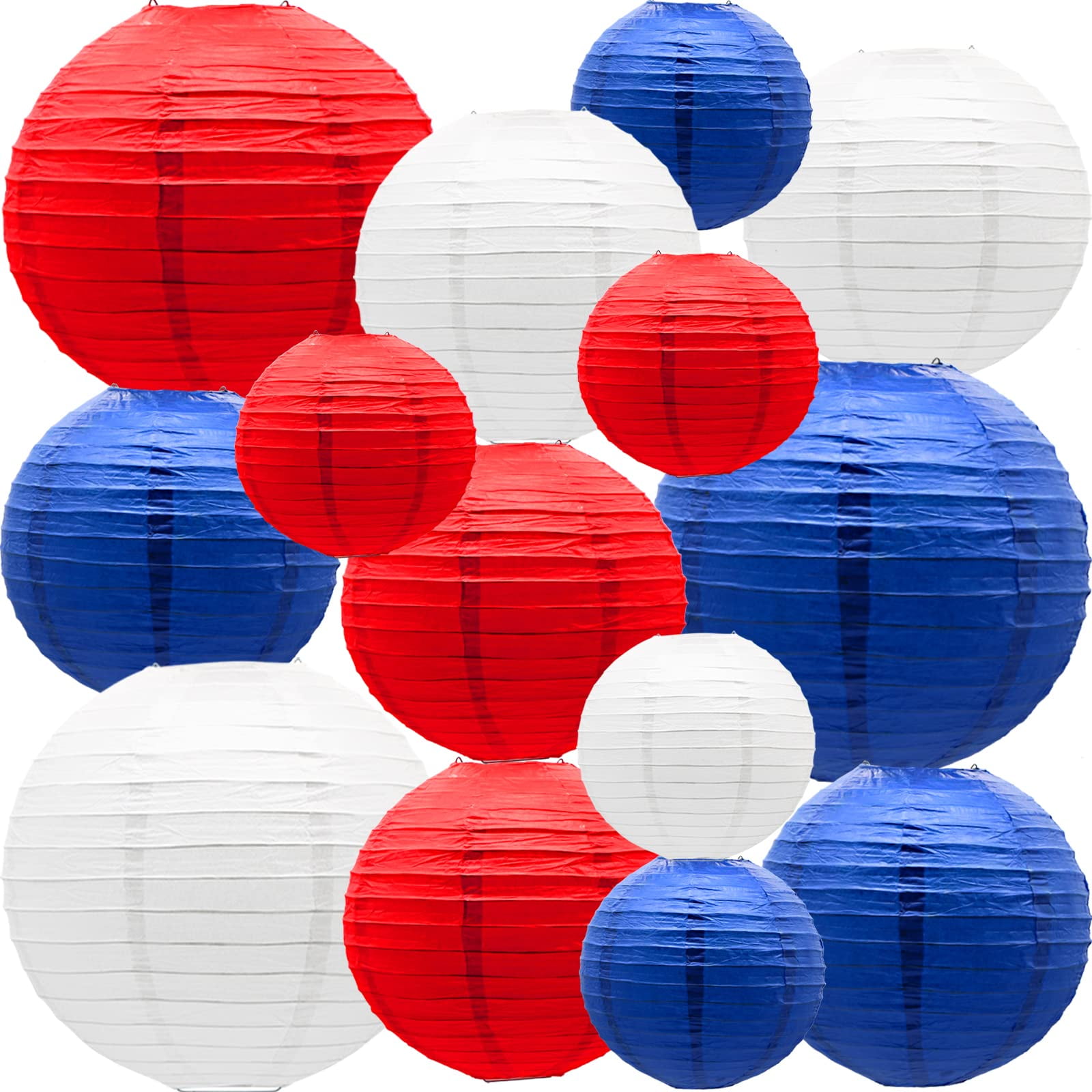 Paper Lanterns Party Decorations KEF16 Red and Blue Day - Hanging Paper ...