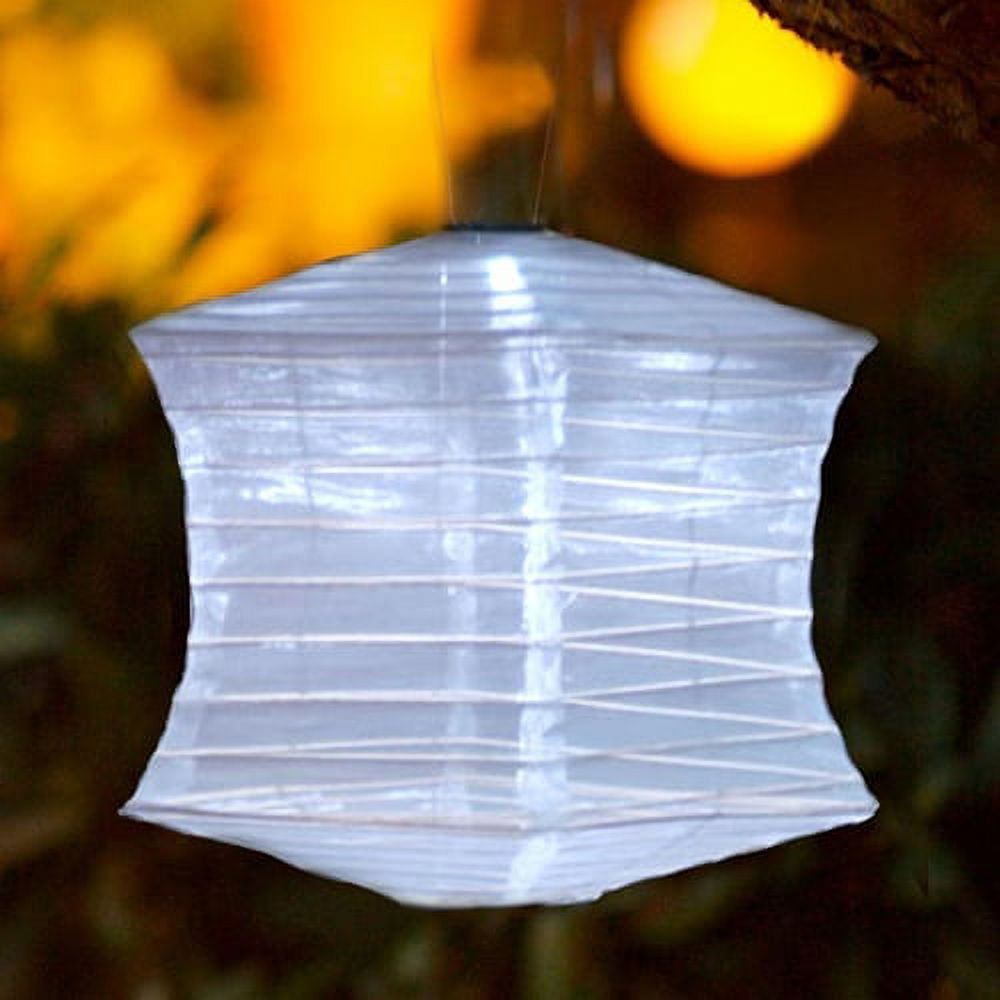 Paper Lanterns Square Nylon Lantern Solar Powered Cool White LED 12 ...