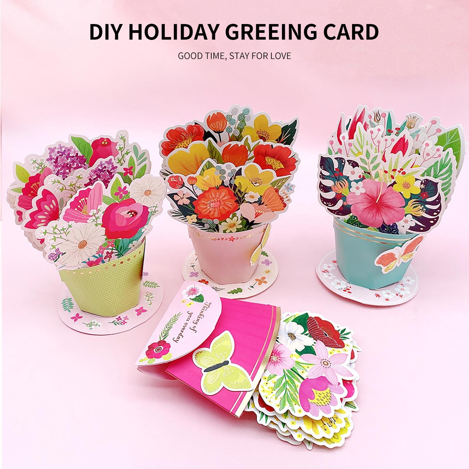 Paper Love Flower Bouquet Pop Up Card,Handmade 3D Popup Greeting Cards ...