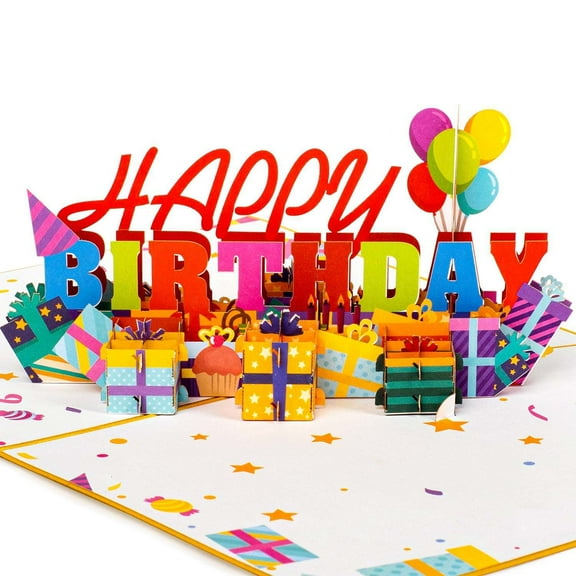 3D Happy Birthday Gift Card, Paper Pop Up Birthday Cards Greeting Cards ...
