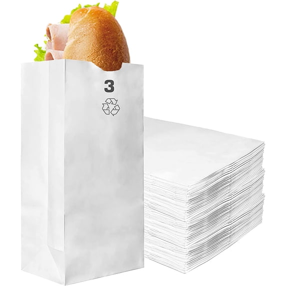 Paper Lunch Bags 3 Lb White Paper Bags 3LB Capacity - Kraft White Paper ...