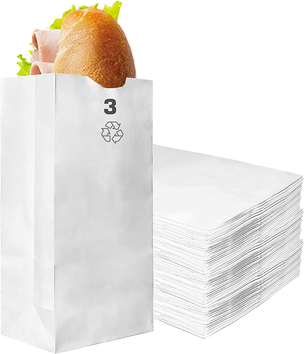 Paper Lunch Bags 3 Lb White Paper Bags 3LB Capacity - Kraft White Paper ...