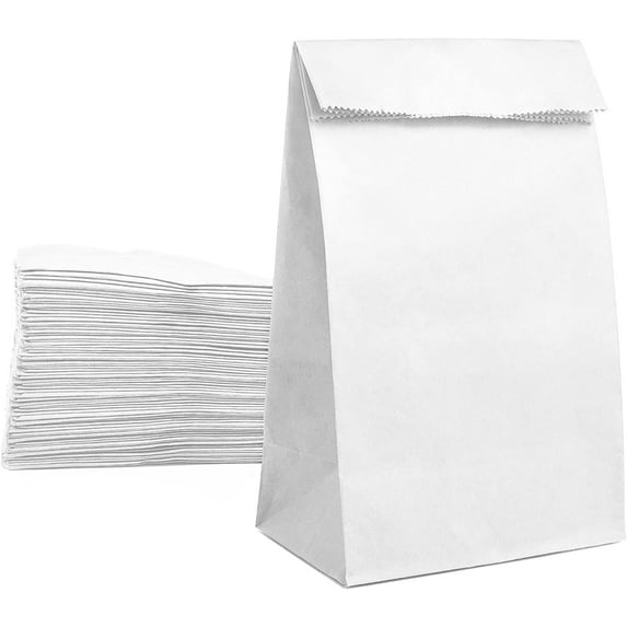 Paper Lunch Bags 50 Count Large White Lunch Bags Kraft White Paper Bags ...