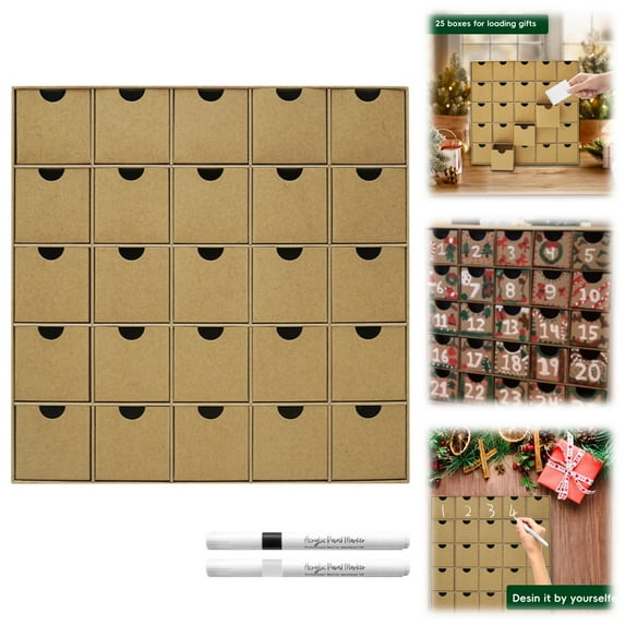 Paper Mache Advent Calendar - Christmas Advent DIY Doodle Calendar With ...