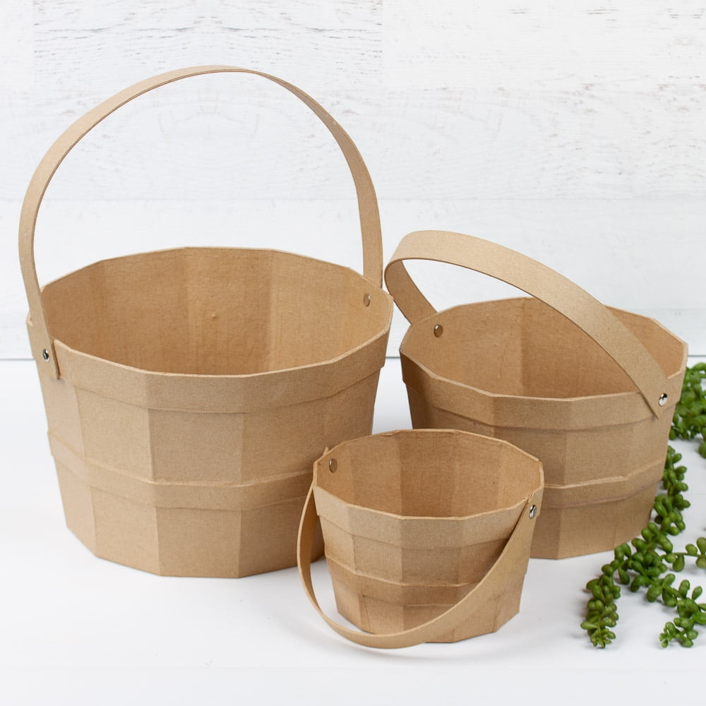 Paper Mache Basket Set, Customizable Decorative Baskets for Storage ...