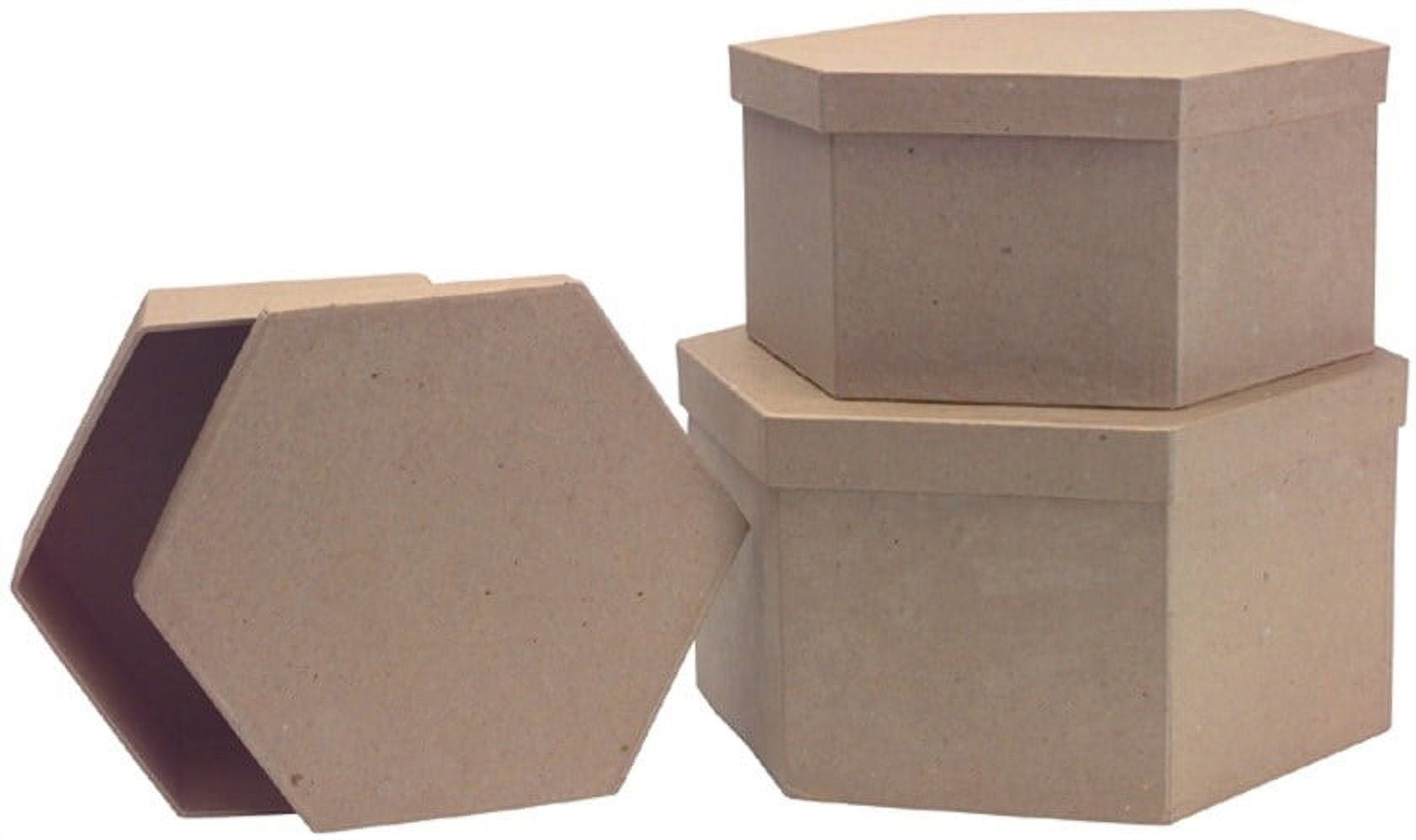 Paper Mache Box Set Hexagon, Set of 3, Decorative Unfinished Gift Boxes ...