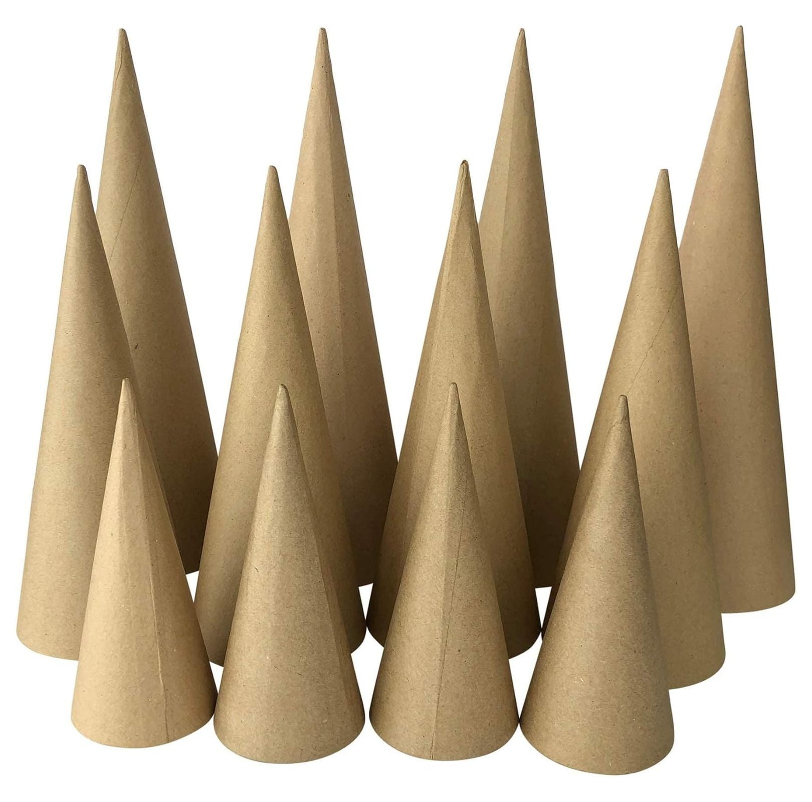 Paper Mache Cones - Variety Pack of 12 - 3 Sizes (13.75x5", 10.63x4 ...