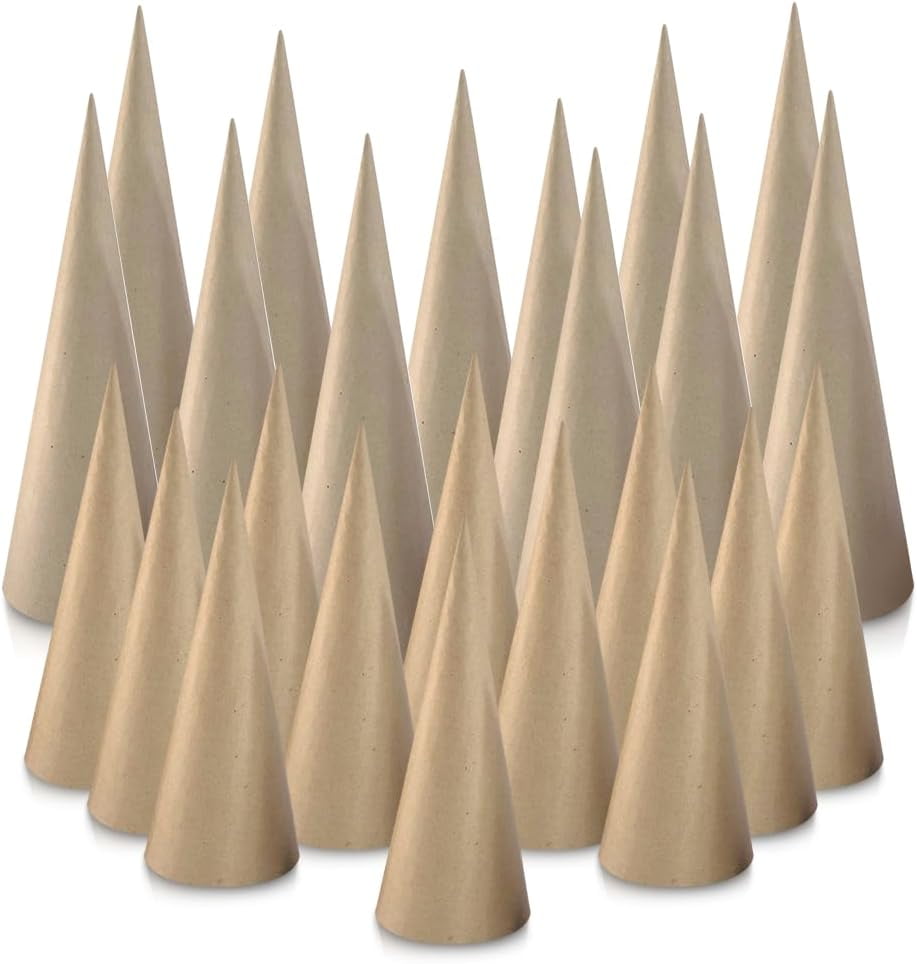 Paper Mache Craft Cones Variety Pack Set- 2 Sizes- 10.63 x 4 Inch, 7 x ...