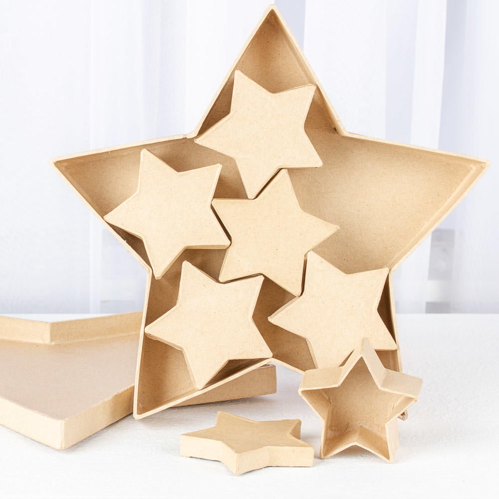 Paper Mache Star with Star Boxes Set - 7 Total Boxes - Ready to Paint ...