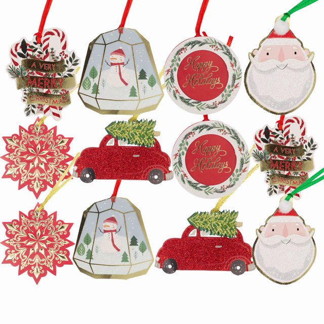 Paper Magic Group 12ct Deluxe Assorted Christmas Holiday Gift Tags, 3D ...